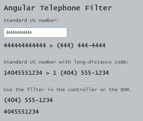 Angular Telephone Filter | Angular Script