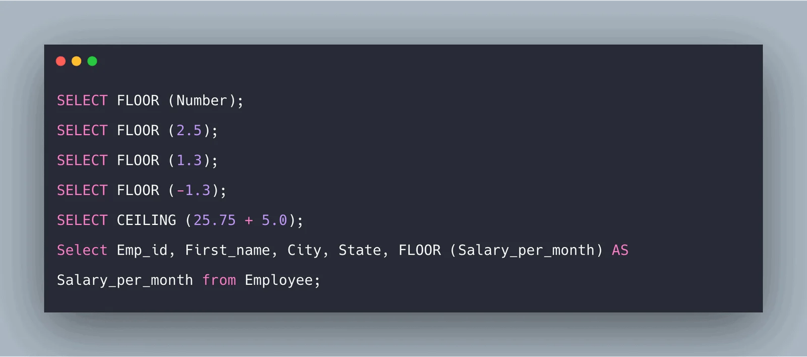 Difference Between Ceiling And Floor Function In Sql | Viewfloor.co