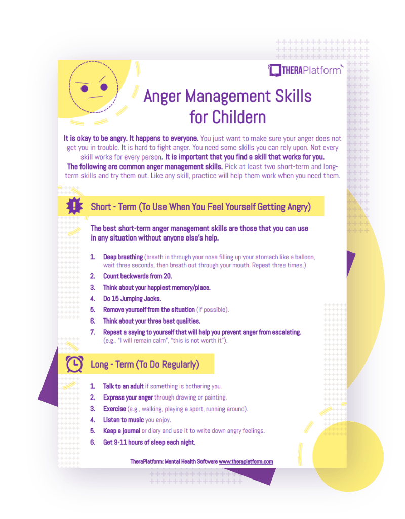 Anger Management Worksheets For Middle School Students