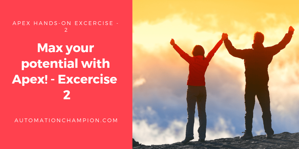 Max your potential with Apex! - Excercise 2 - Automation Champion