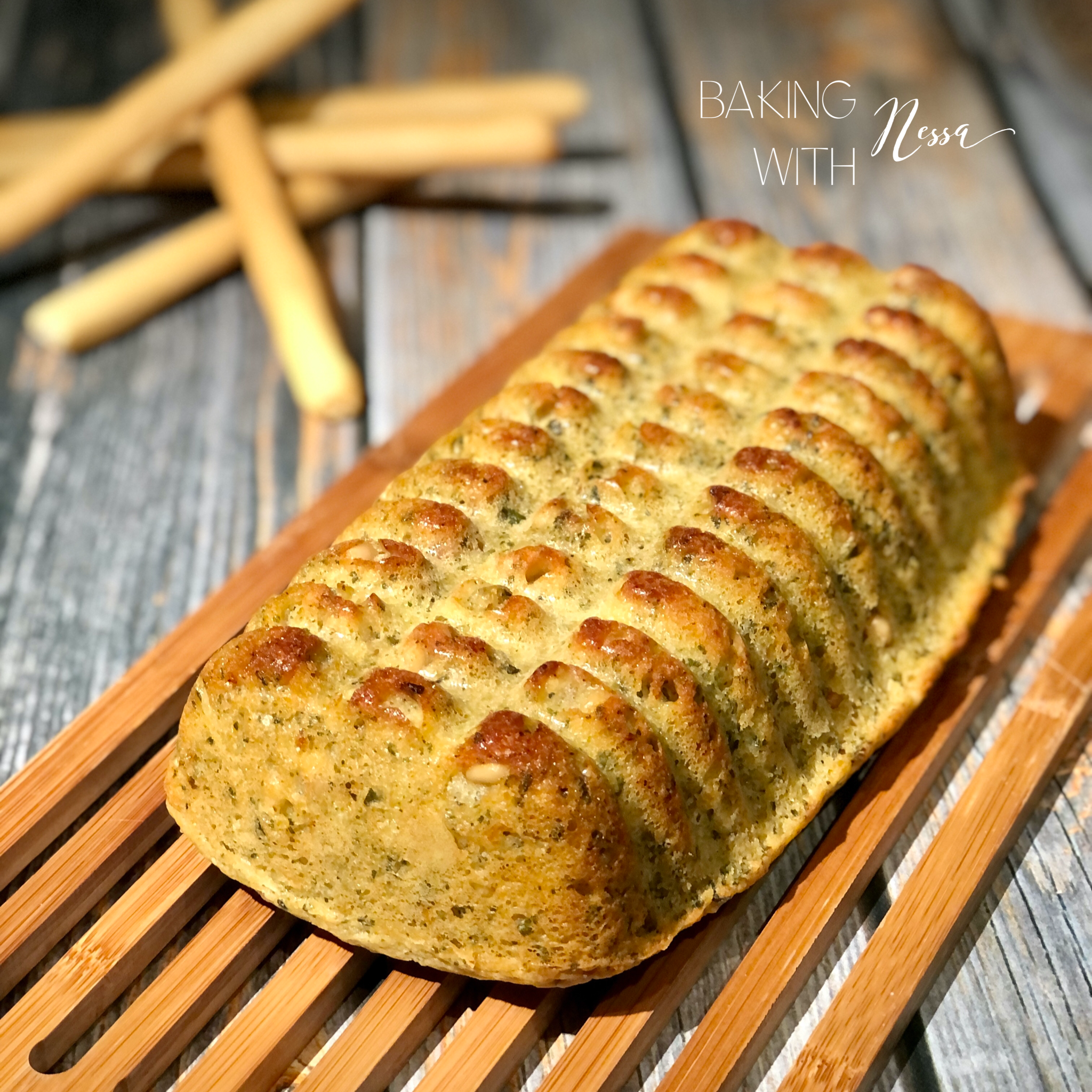 Parmesan and Pesto Bread - Baking with Nessa