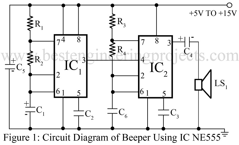 Beeper Circuit using Timer IC 555 - Engineering Projects