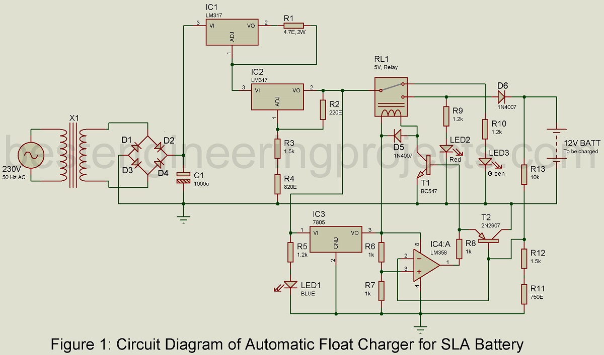 Automatic Battery Charger Schematic Diagram