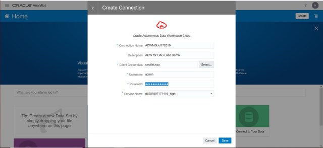Loading Data Into Oracle Autonomous Data Warehouse Using Oac