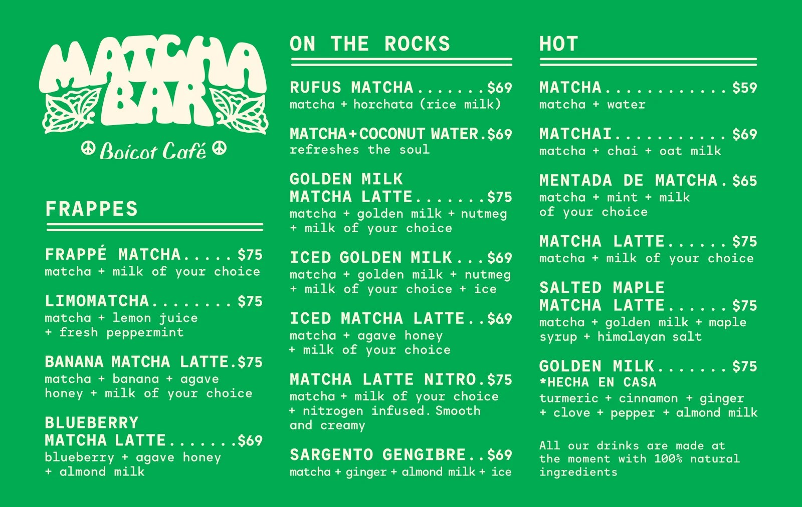 Menú – Boicot Café