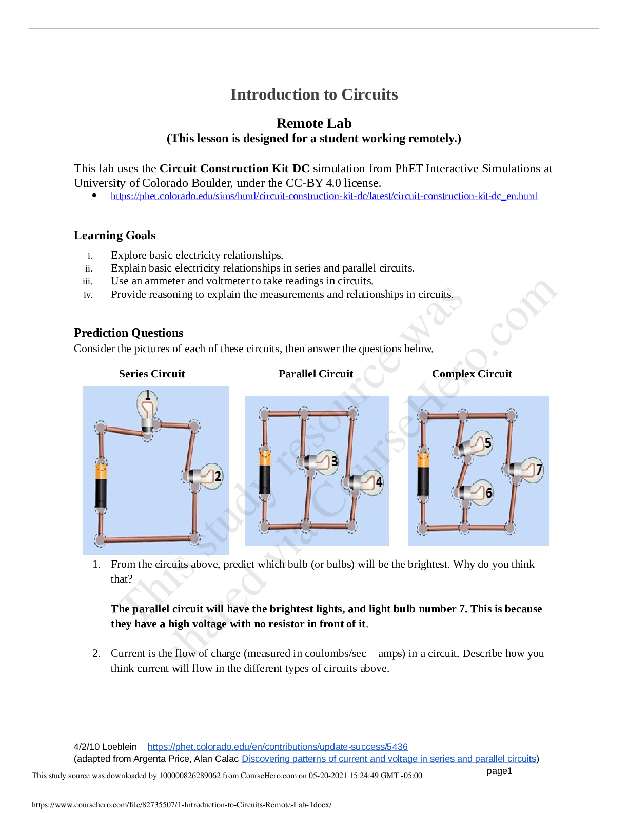Resistors In Series And Parallel Circuits Lab Answers