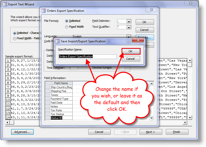 How to Create an Export Specification | BTAB Development