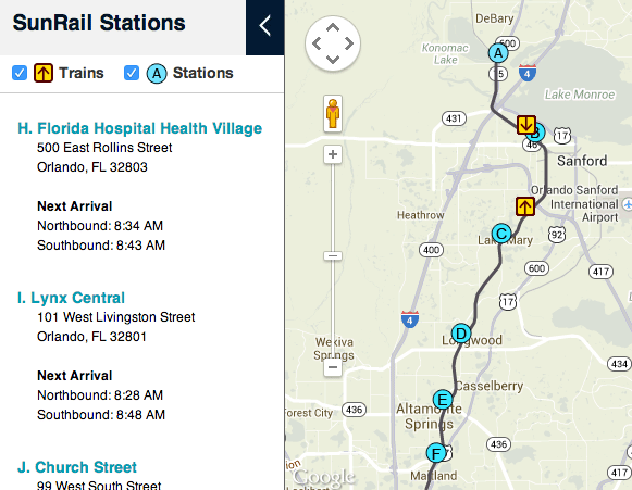 SunRail train tracker provides real-time train arrival information ...
