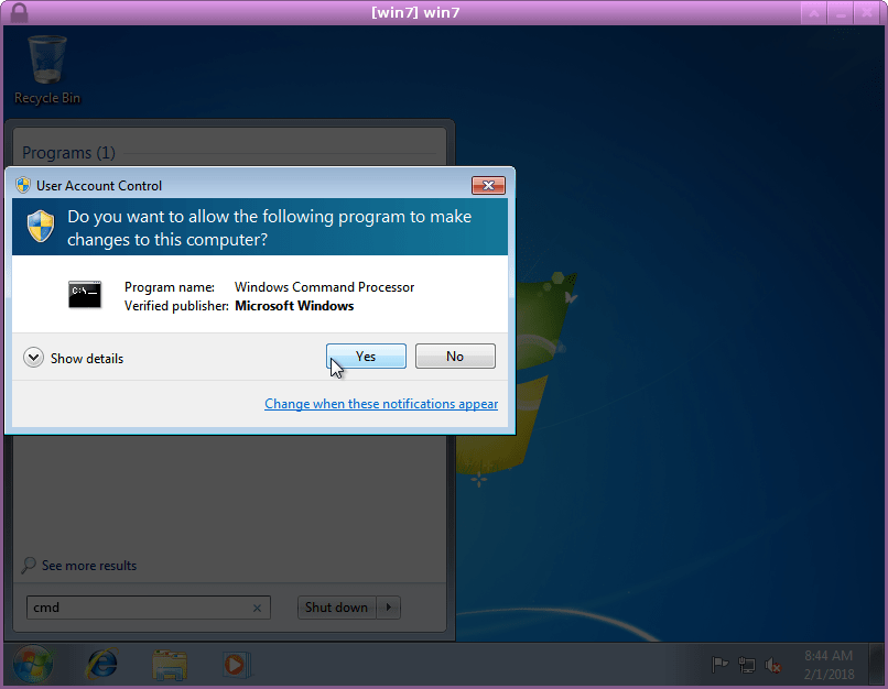 Windows 7 Start Command Prompt (cmd) as Administrator Verification box – Bytefreaks.net