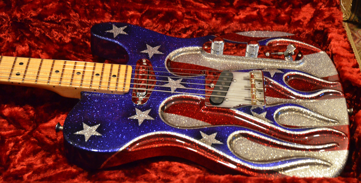 Custom Built American Flag Carved Flames Telecaster | ChasingGuitars