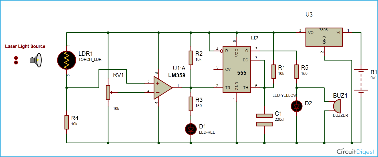 Home Security System Circuit Diagram Using Ldr - Circuit Diagram