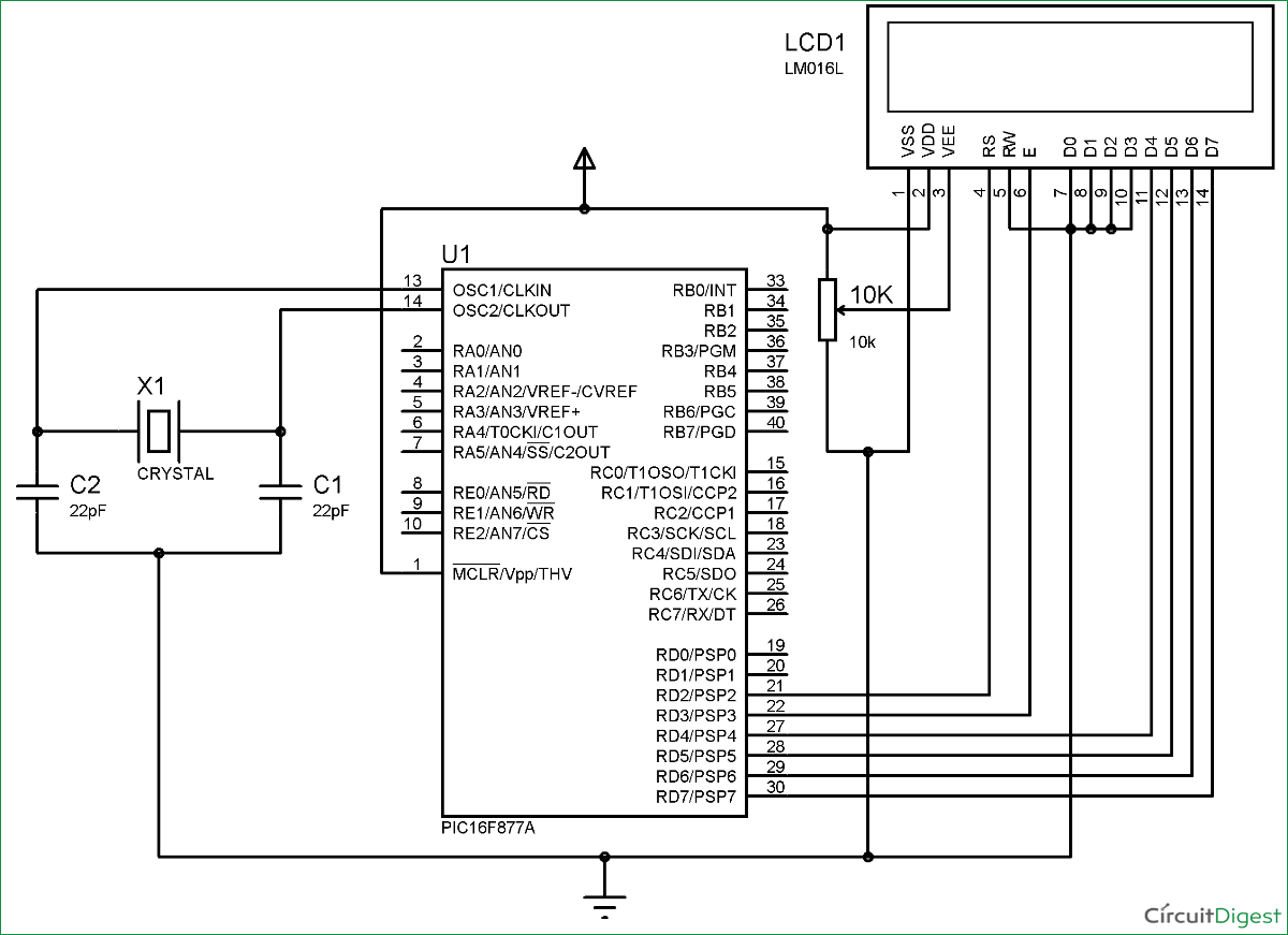 Circuit Diagram Of Pic Microcontroller 16f877a - Circuit Diagram
