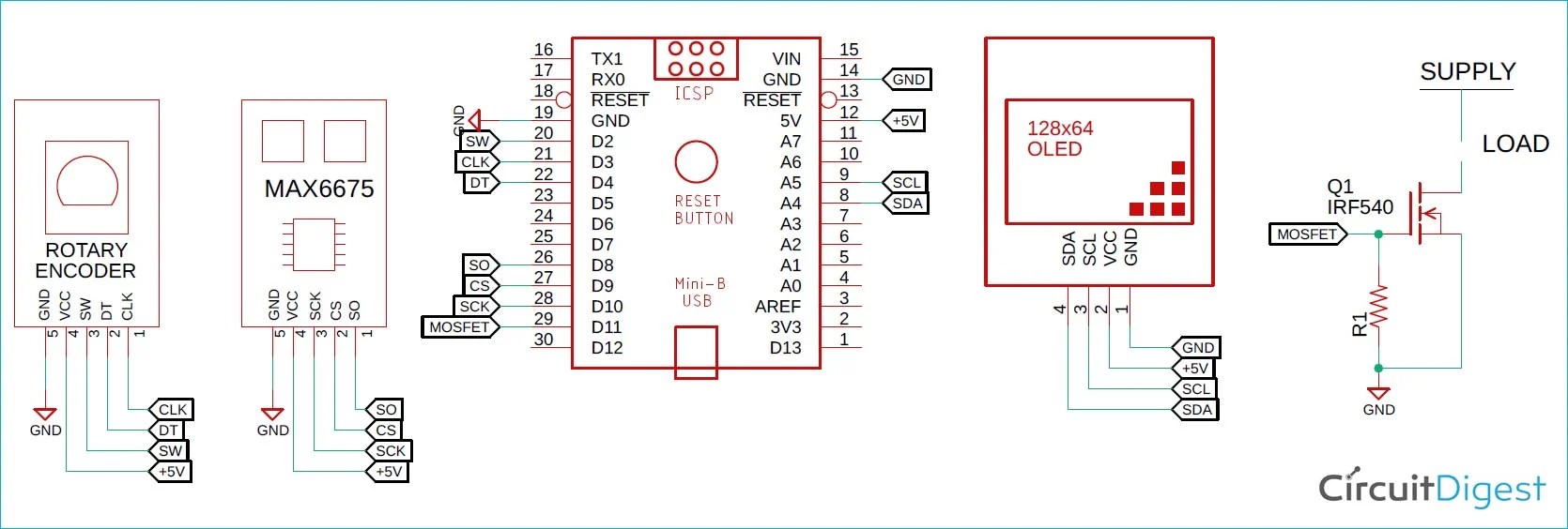 Digital Temperature Controller Using Thermocouple Circuit Diagram