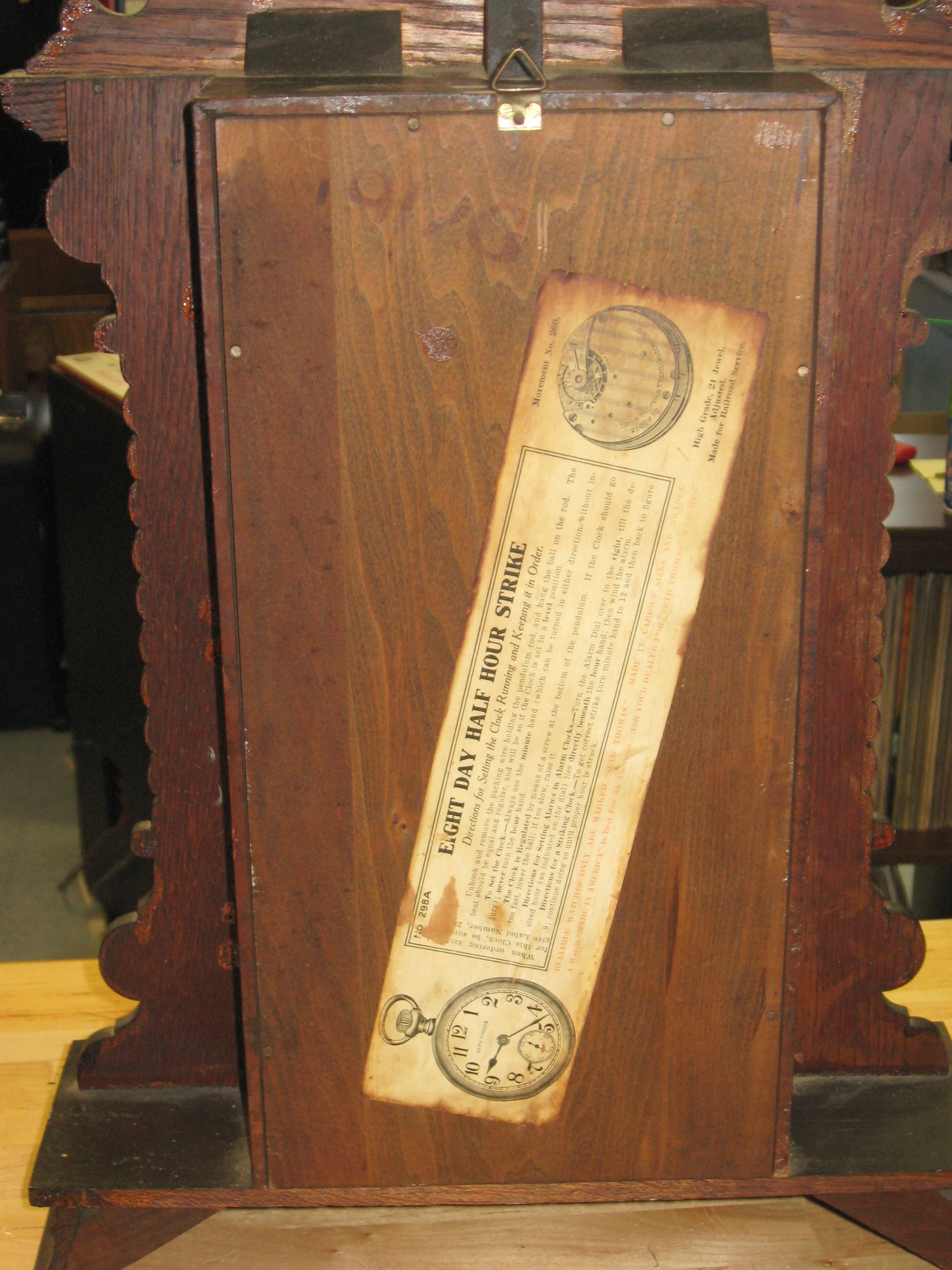 Antique Seth Thomas Oak Kitchen Clock with Nice Label and Date on the ...