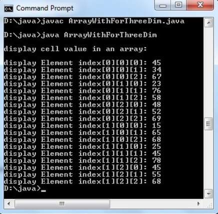 Three Dimensional Array in Java language - Code for Java c
