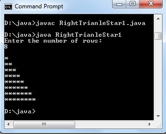 Program to print right triangle star pattern in Java - Code for Java c