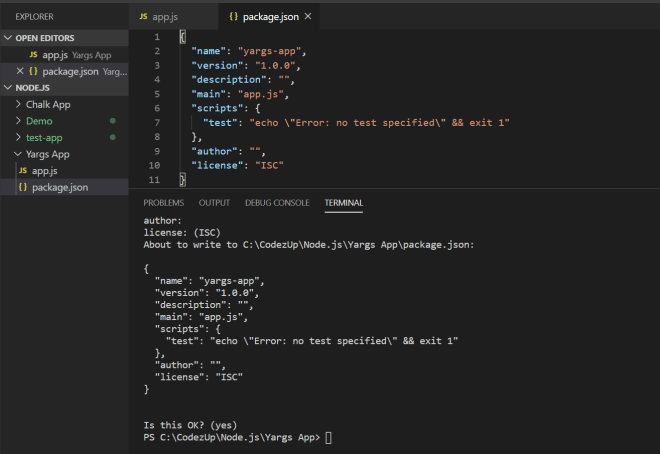 Run Nodejs With Command Line Arguments Yargs Npm Module