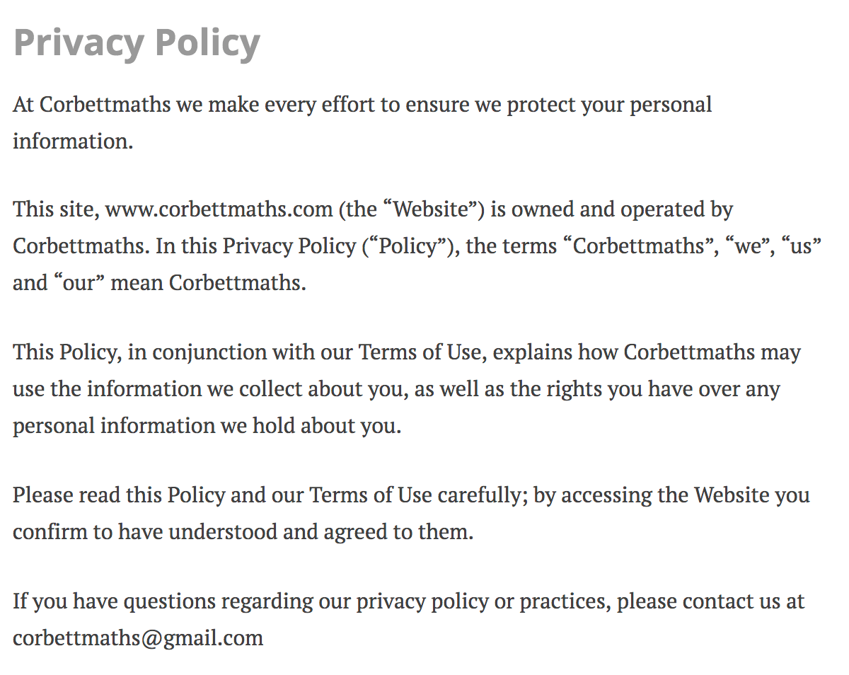 Privacy Policy – Corbettmaths