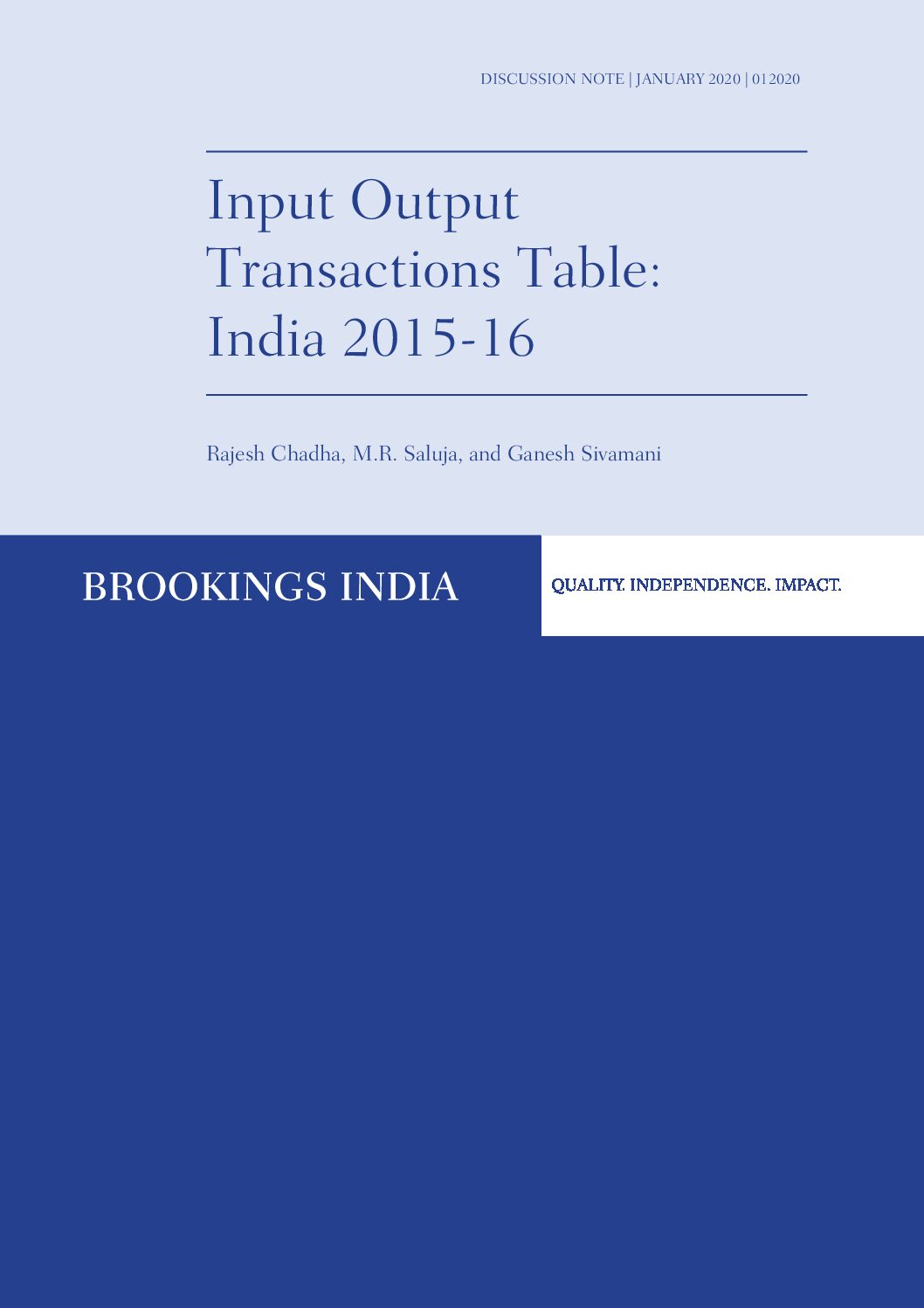 Input Output Transactions Table India 2015 16 Csep 3098