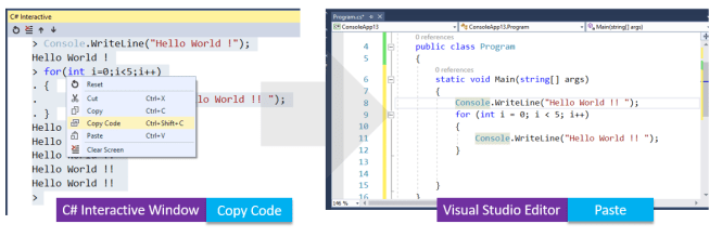 Did you know - you can just "copy the code" as well from C# Interactive ...