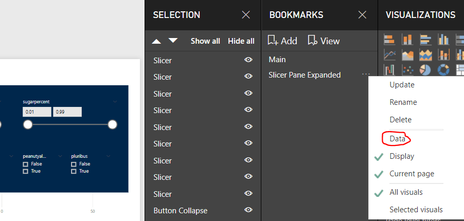 SlicerCollapseDataBookmarkOptionSetting - DataVeld