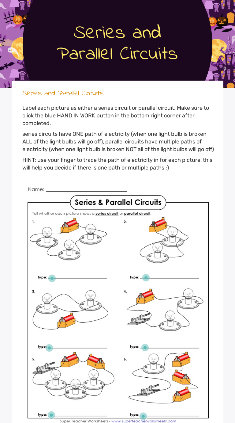 Series And Parallel Circuits Worksheets