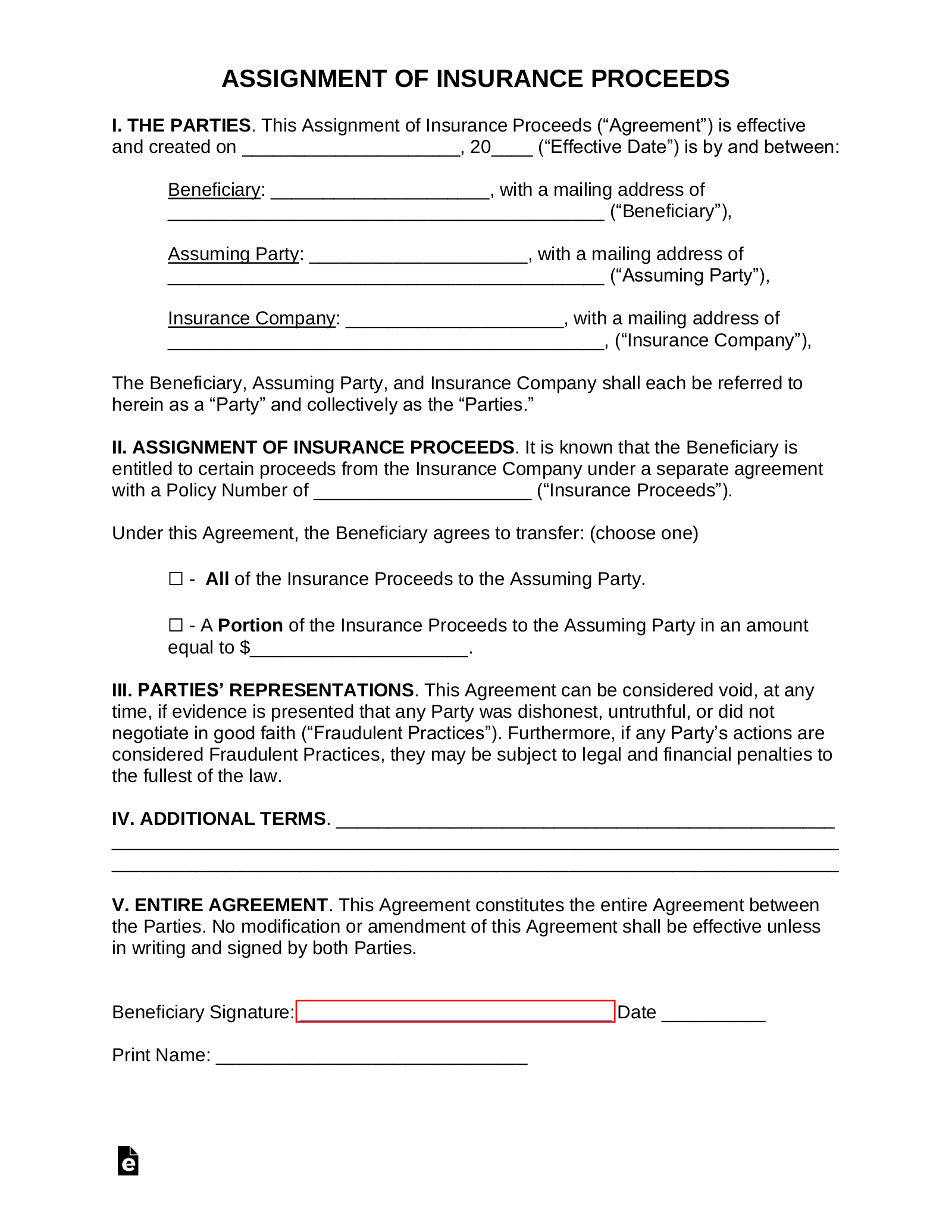 Free Assignment Agreement Forms (12) | Samples - PDF | Word – eForms