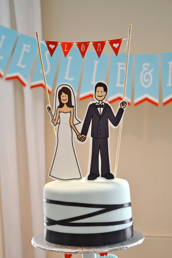 Illustrated Cake Topper - Handmade Wedding | Emmaline Bride®