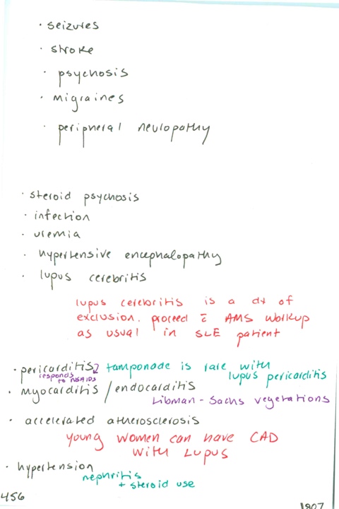 456. Neurologic manifestations of SLE / Ddx for AMS in SLE / Cardiac ...