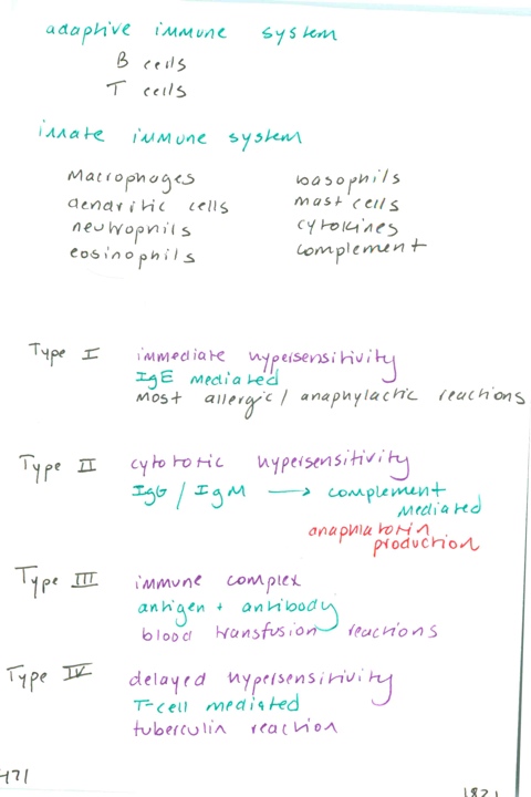 471. Components of two broad immune system divisions / Gell & Coombs ...