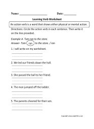 Parts Of Speech Verbs Worksheets And Activities Packet Fabulas