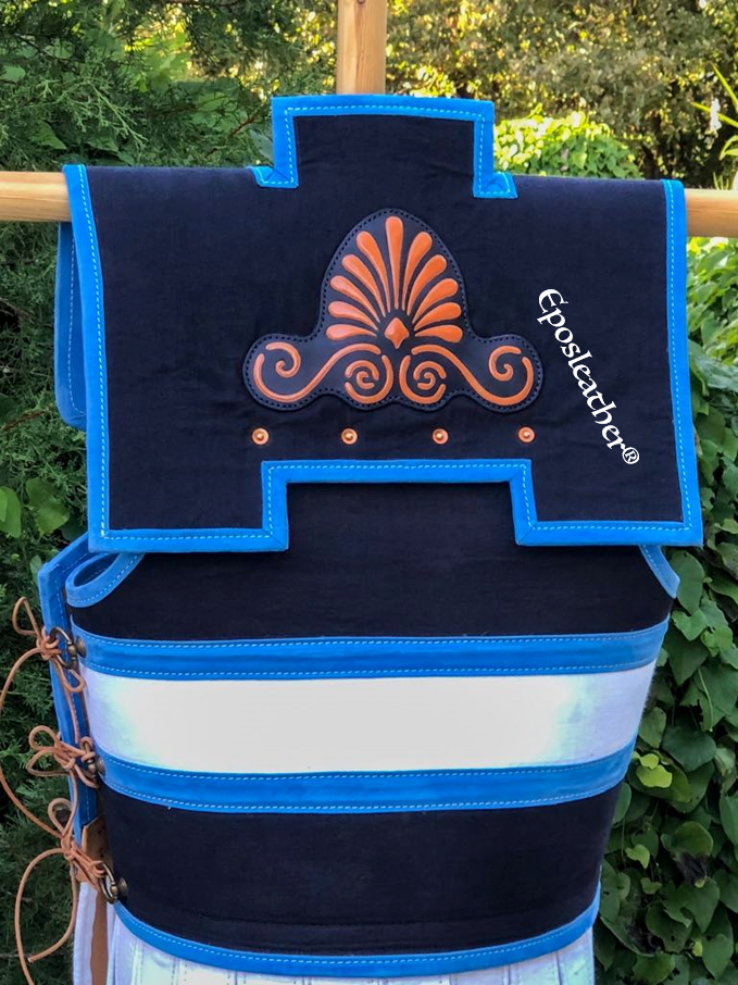 Ancient Greek linothorax (blue elements) - Epos Custom Leather