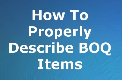 BOQ Descriptions – Estimation QS