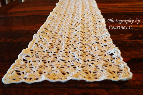 Lacy Table Runner from Scarf Pattern – The Green Mockingbird