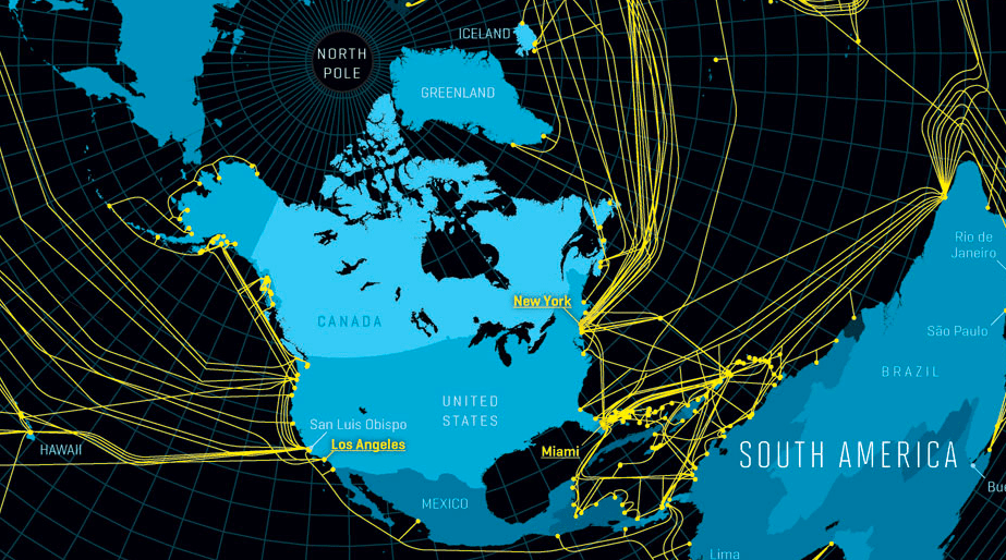 Map of the underwater Internet | FlowingData