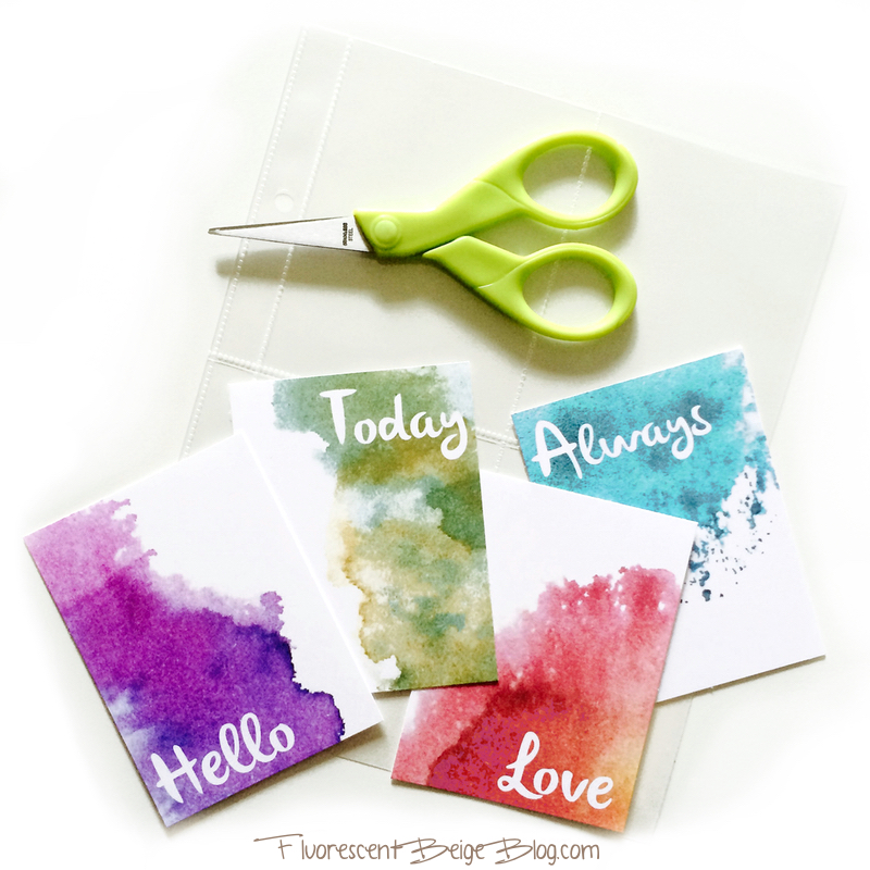 Freebie: Watercolor Journal Cards - Fluorescent Beige