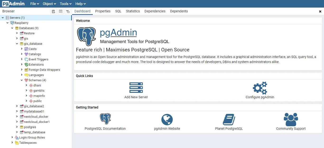 pgadmin-web-interface | GIS Tutorial