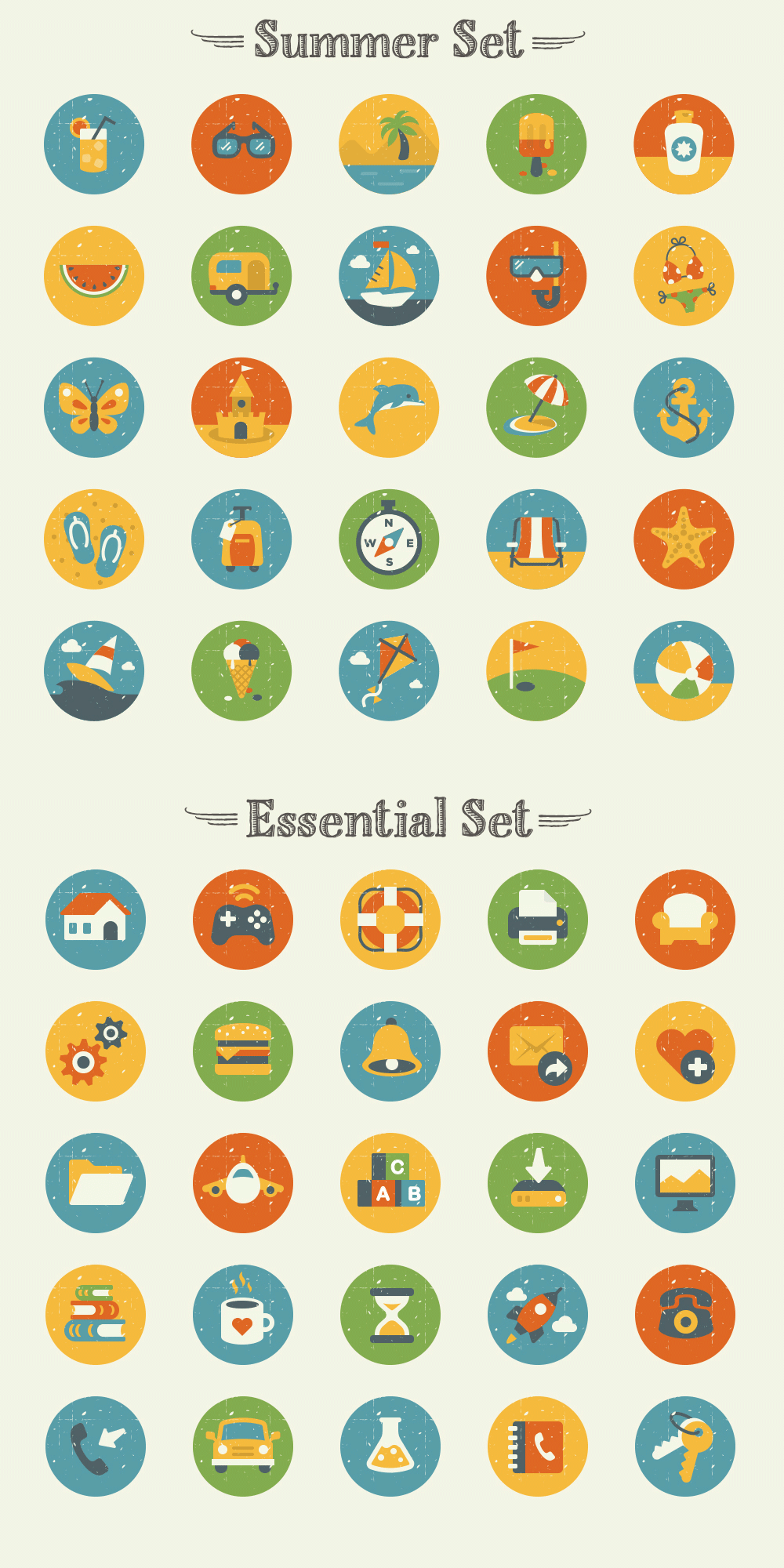 Summer And Essentials Icon Set - - Fribly