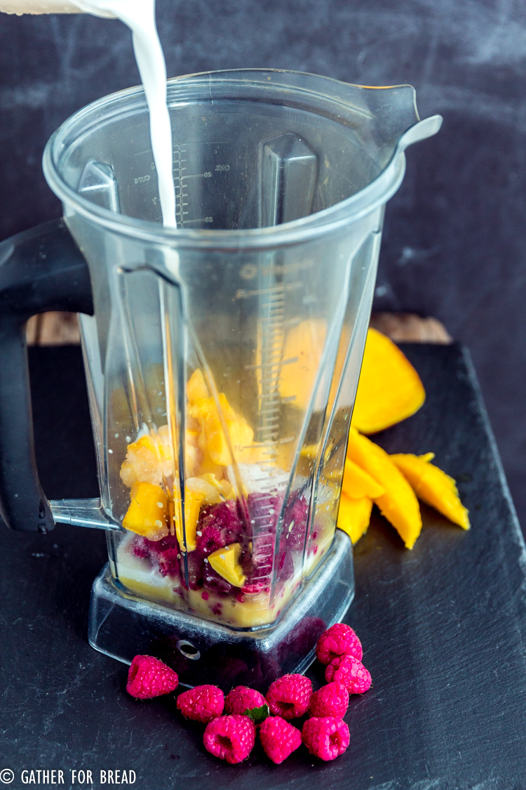 Mango Raspberry Smoothie - Gather for Bread