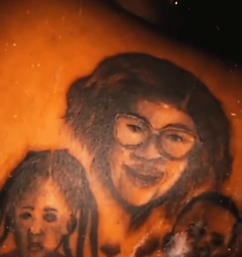 Social Media Fan Tattoos Tracey Boakye & Her Kids On Her Back-Video