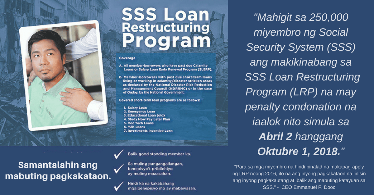 SSS Loan Restructuring Program Muling Ipapatupad | April 2 - October 1, 2018