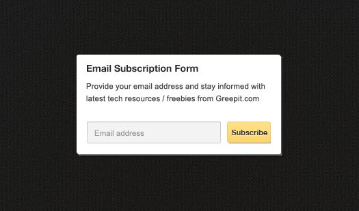 Email Subscription Form PSD | Greepit