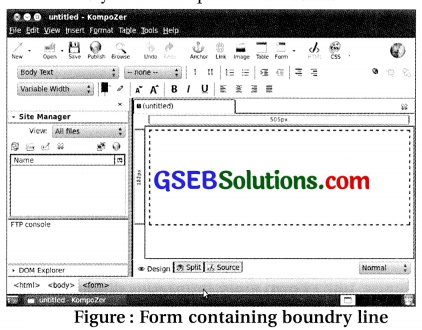 Computer Class 12 GSEB Solutions Chapter 1 Creating HTML Forms Using KompoZer – GSEB Solutions