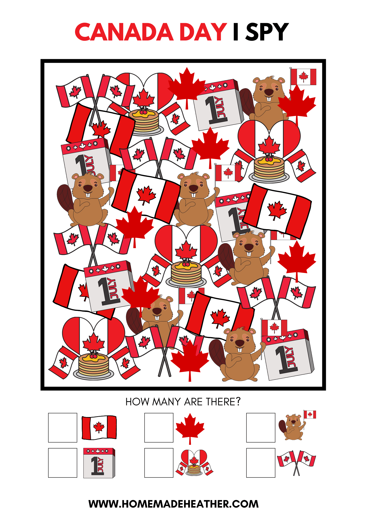 Free Canada Day I Spy Printable » Homemade Heather