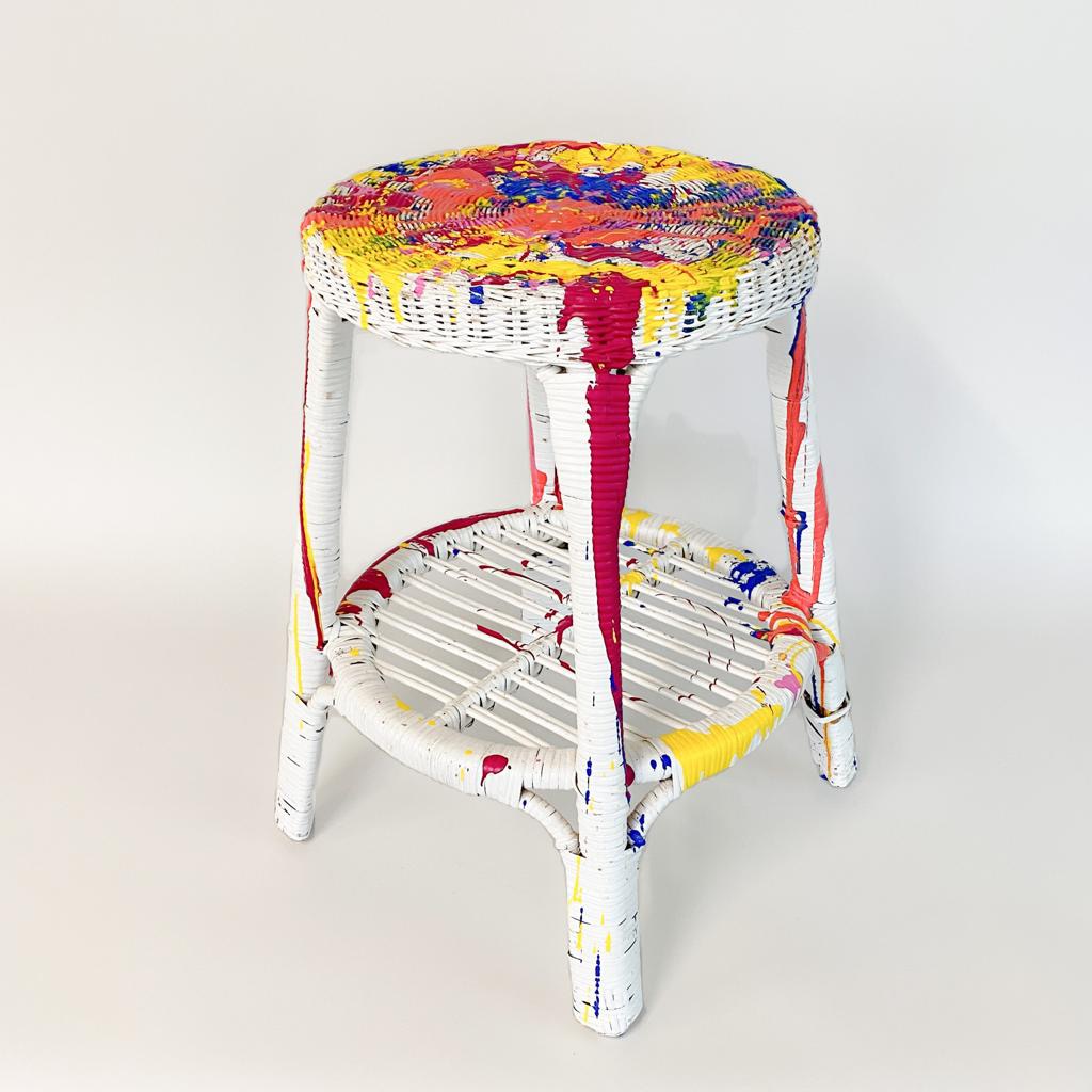 Paint Splatter Stool - Indigo Sprout