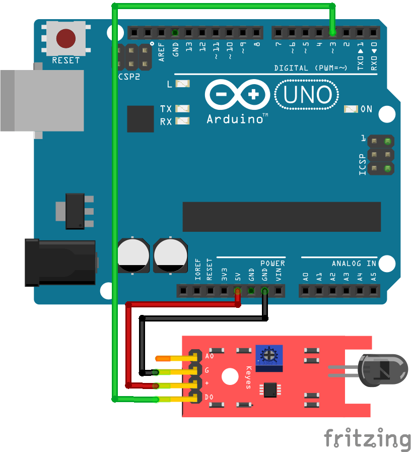Circuit of Flame Sensor Module KY-026 in Arduino - Iotguider Circuit of Flame Sensor Module KY-026 in Arduino - Iotguider