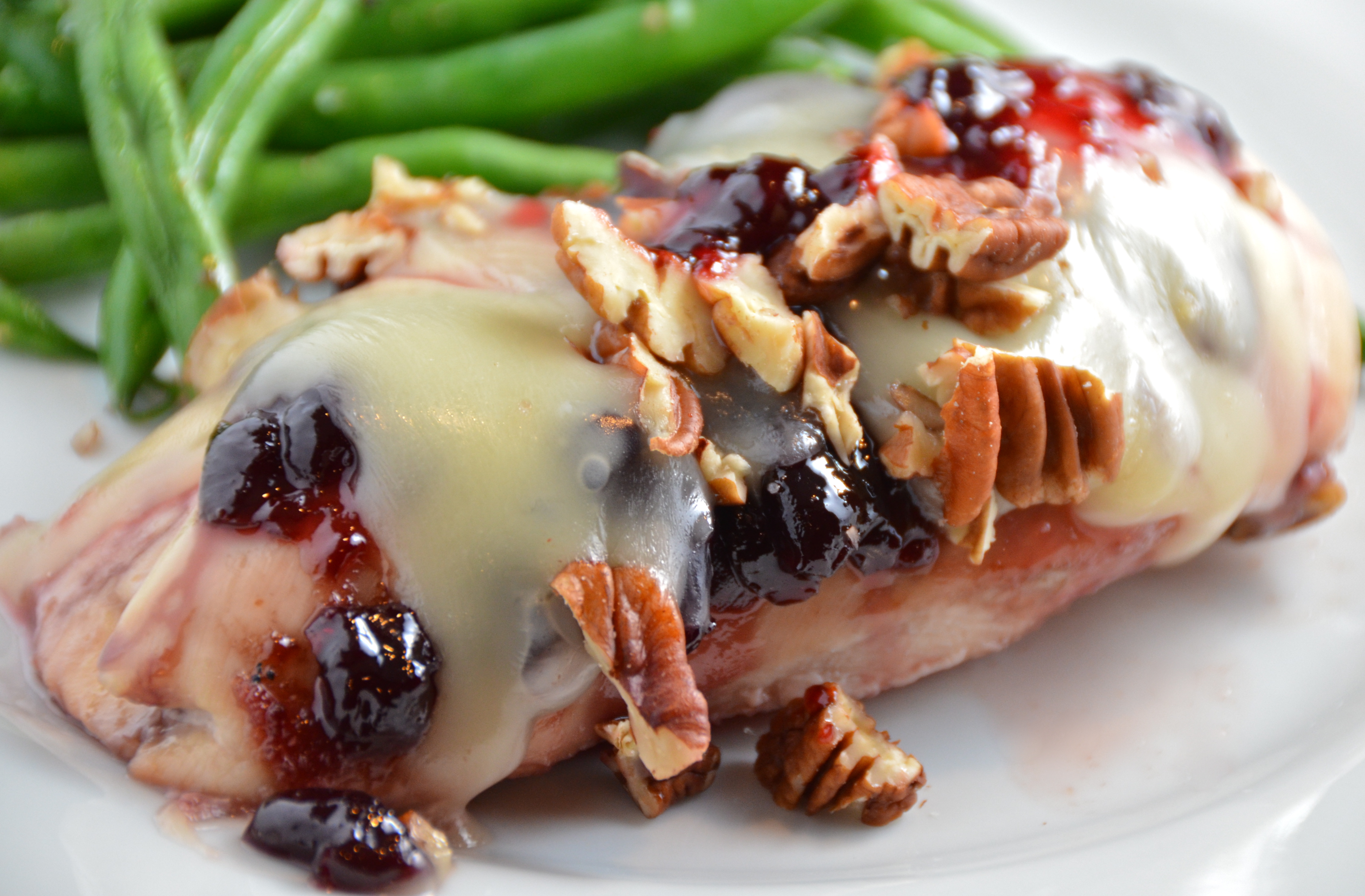 Cherry-Glazed Chicken With Fontina And Pecans. Bora York On The Stereo ...