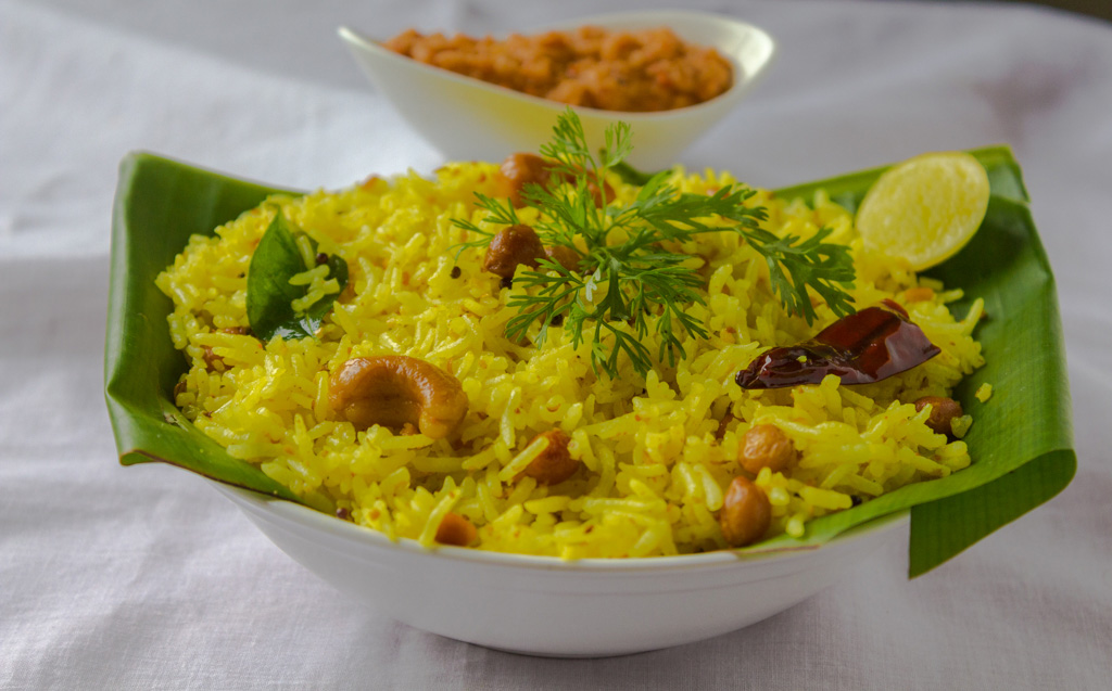 Lemon Rice, How to make lemon rice, easy lemon rice - Kali Mirch - by Smita