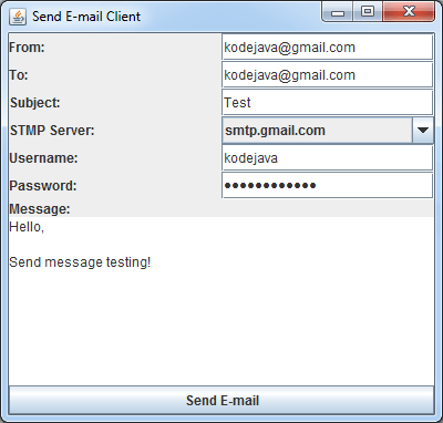 How do I create a simple mail client program in Swing? | Kode Java