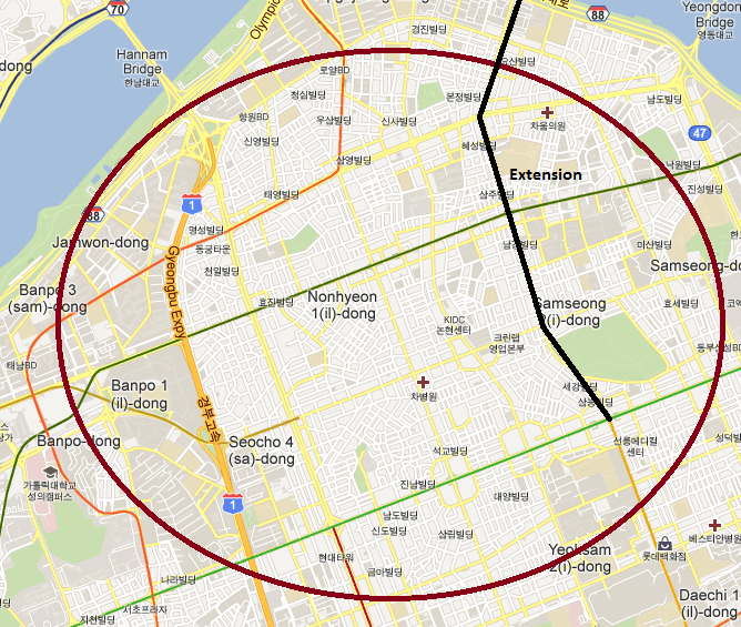 Line Extensions: Extension from Gangnam to Wangsimni